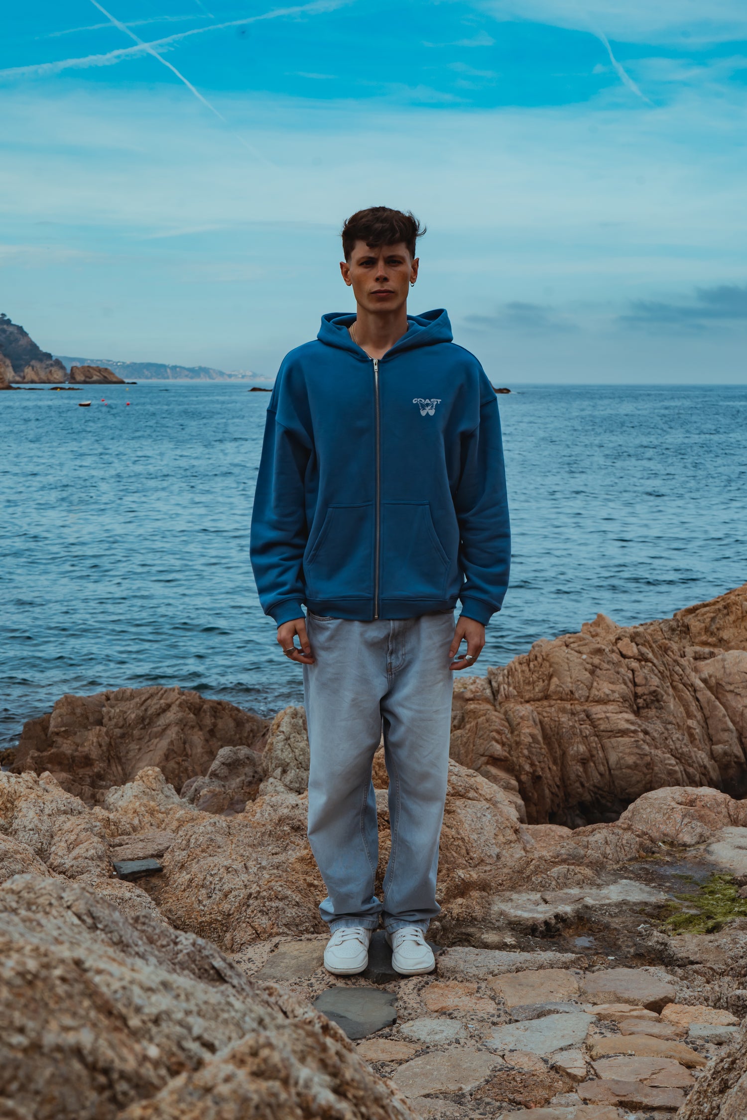 Blue Half Tone Zipper